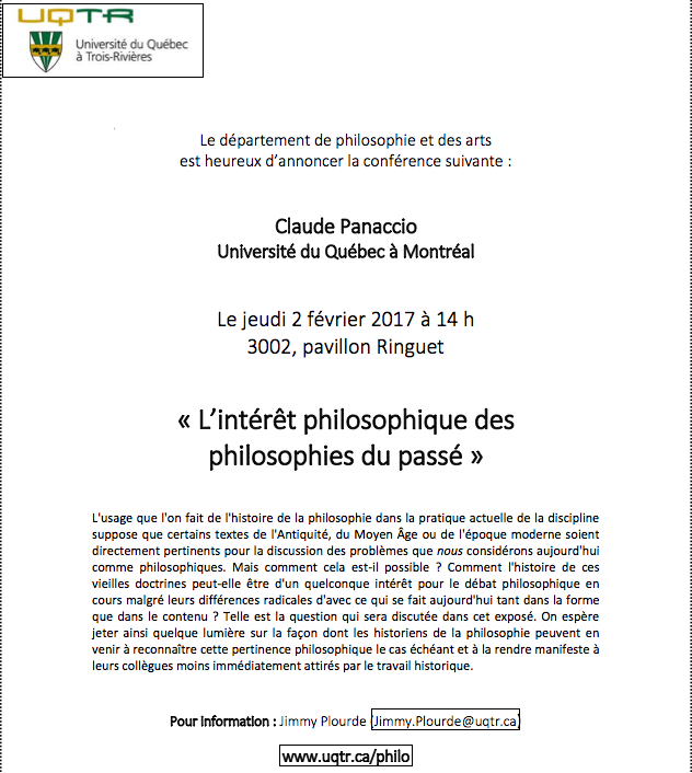 Conférence de Claude Panaccio sur L’intérêt philosophique des ...